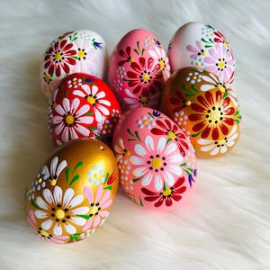 Set 7 Pink Gold White and Red Easter Eggs - Etsy