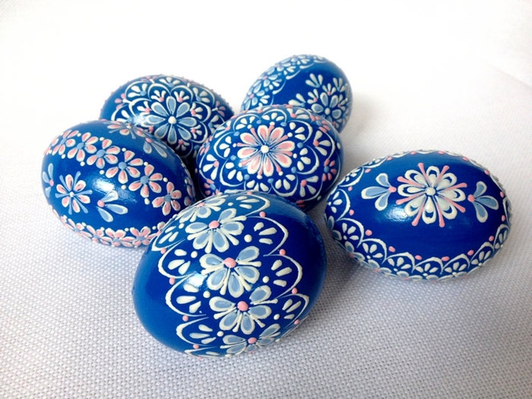 Set 6 Blue Easter Eggs - Etsy