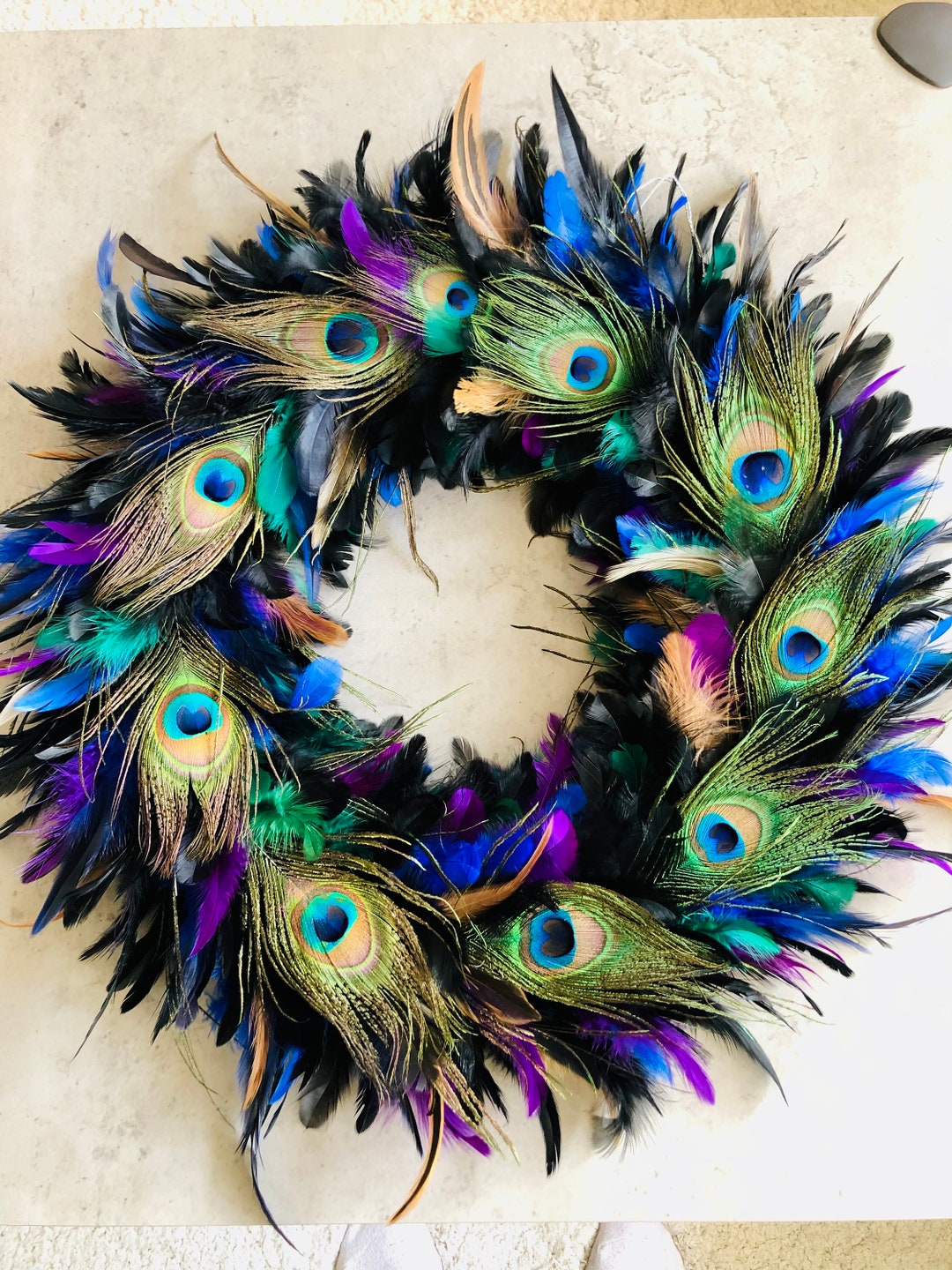 Peacock Feather Wreath for Home Decor - Etsy