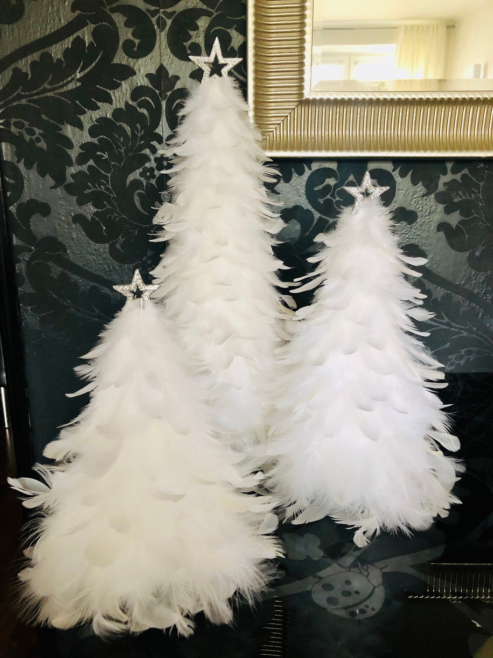 Set of 3 Feather Trees for Christmas Home Decor - Etsy
