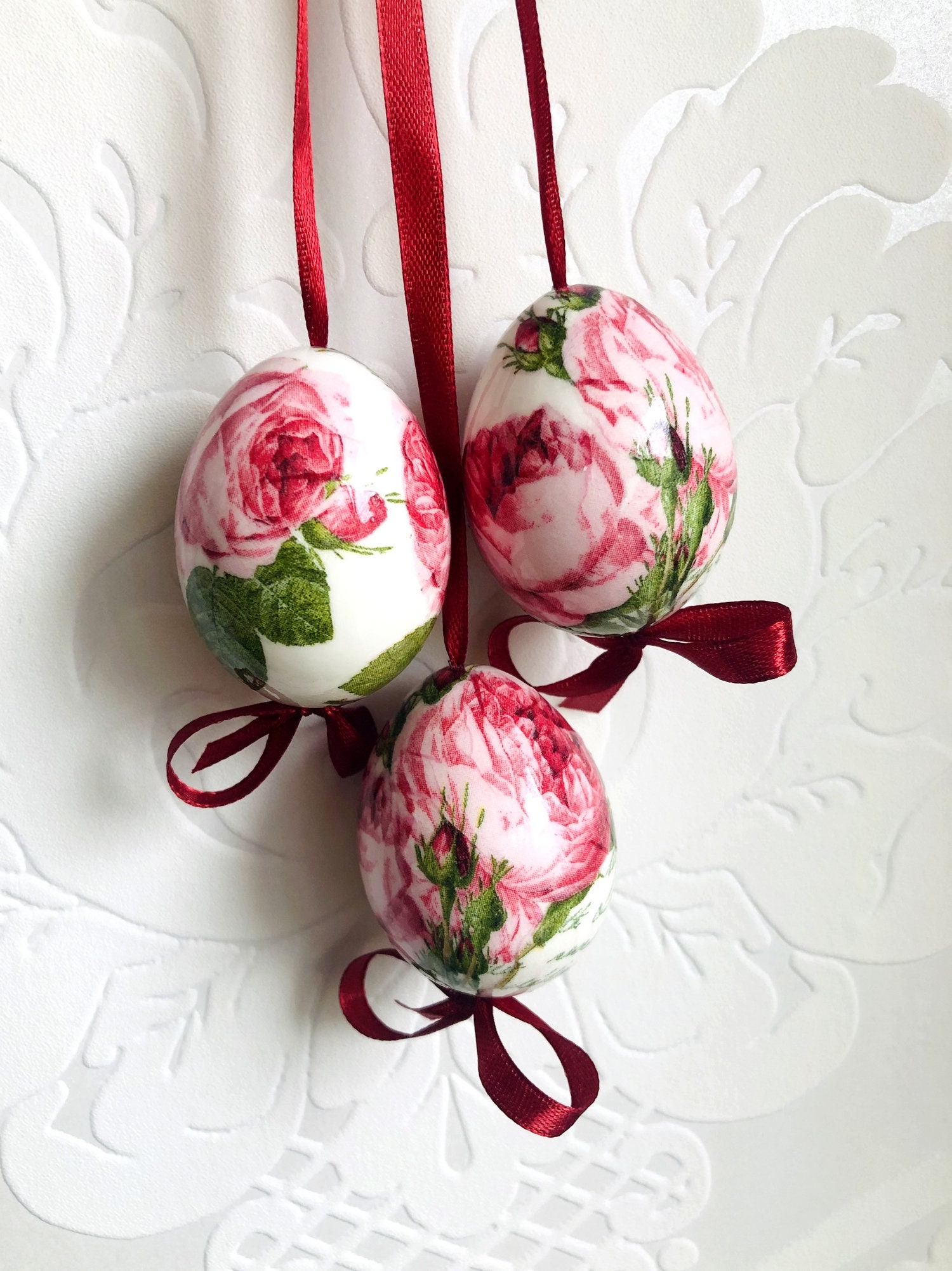 Set 3 Easter Eggs With Flowers - Etsy