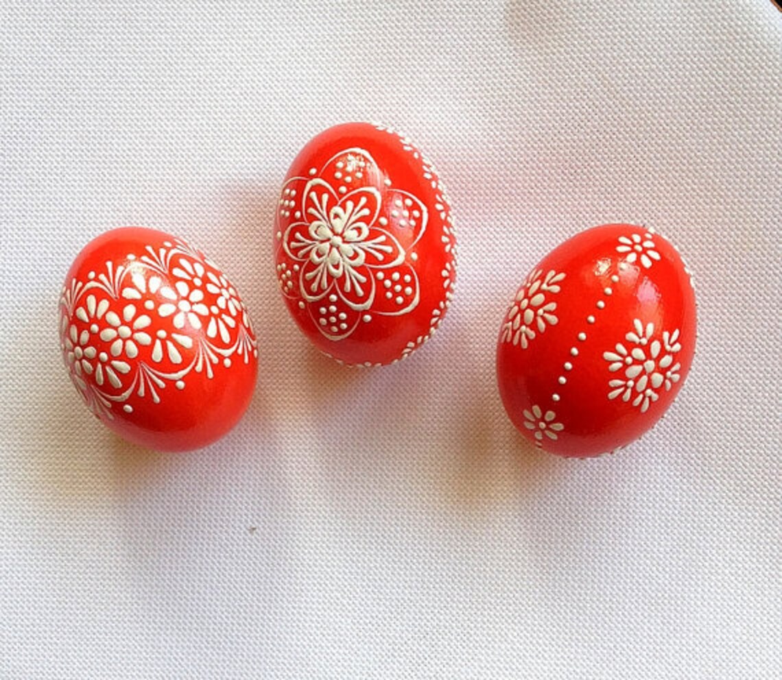 Set 3 Red Easter Eggs - Etsy