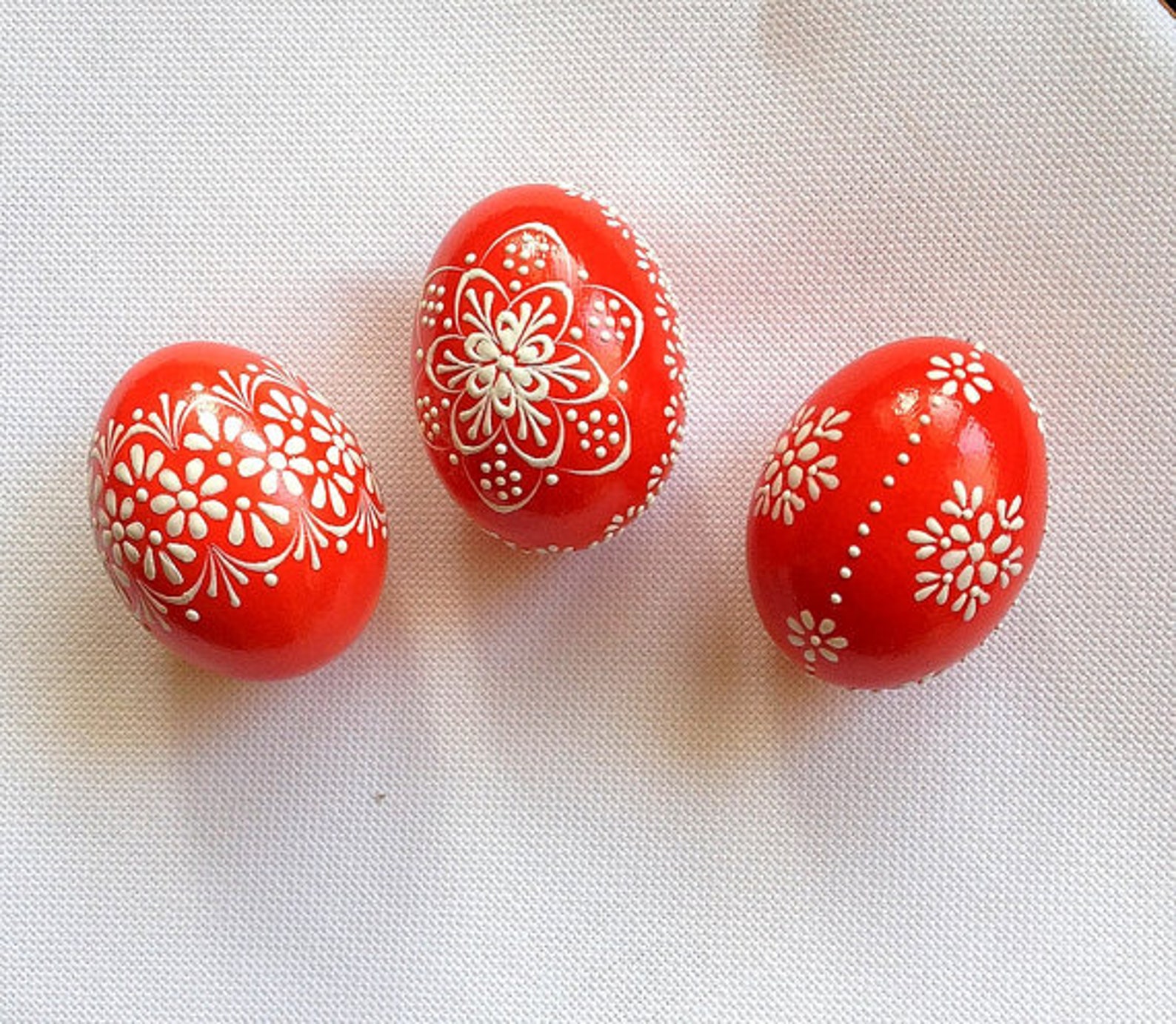 Set 3 Red Easter Eggs - Etsy