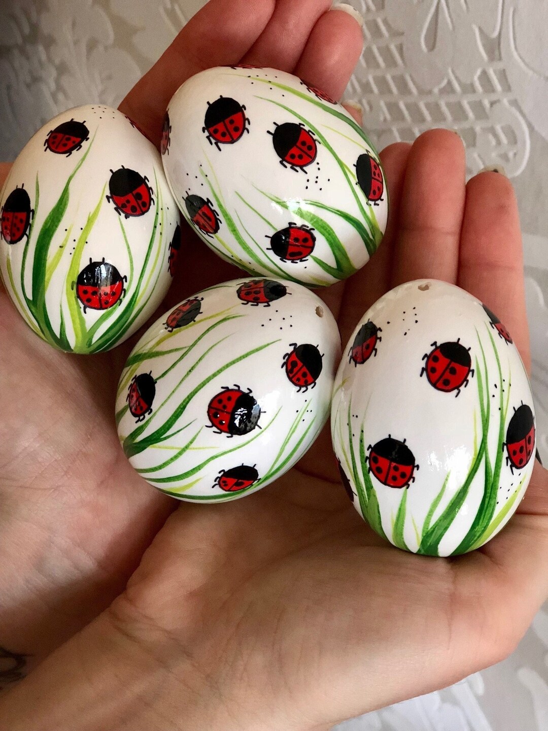 Set 4 Easter Eggs With Ladybugs - Etsy