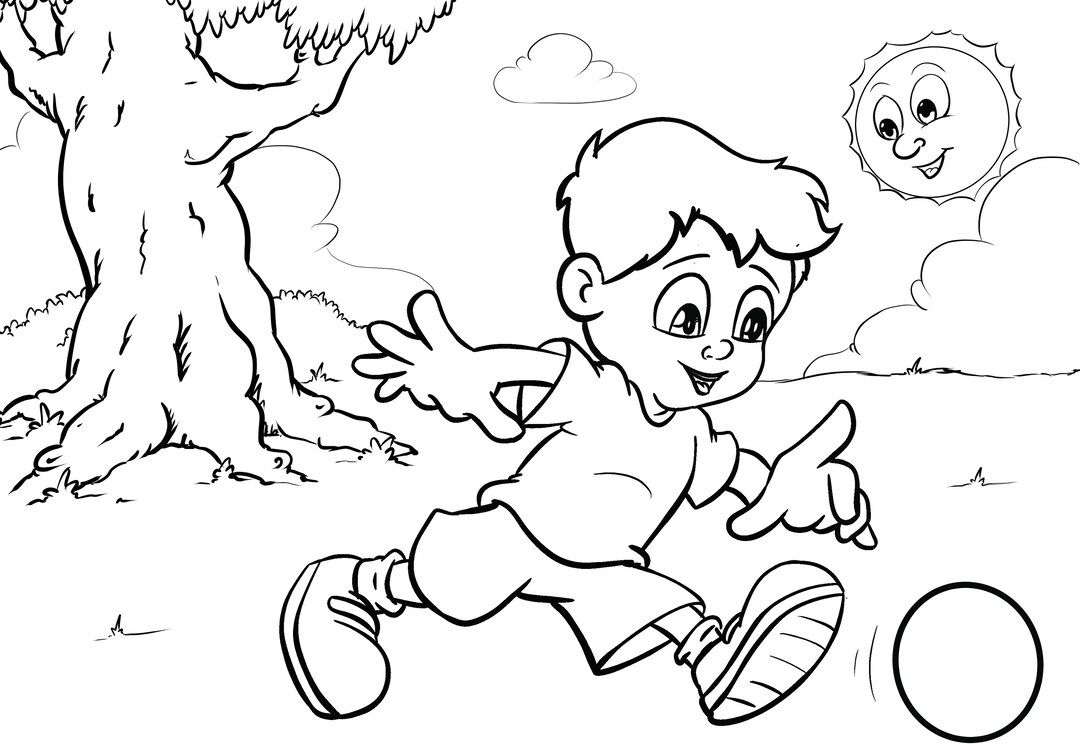 Coloring Page, Kids, Ball, Sports, Fun, Activities, Print Able, - Etsy