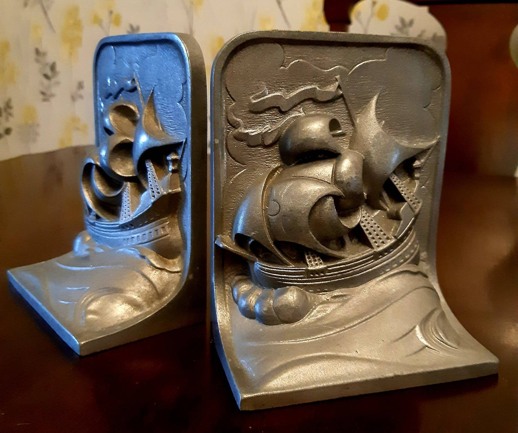 Pewter/zinc.bookends 2kg.seescape Bookends - Etsy
