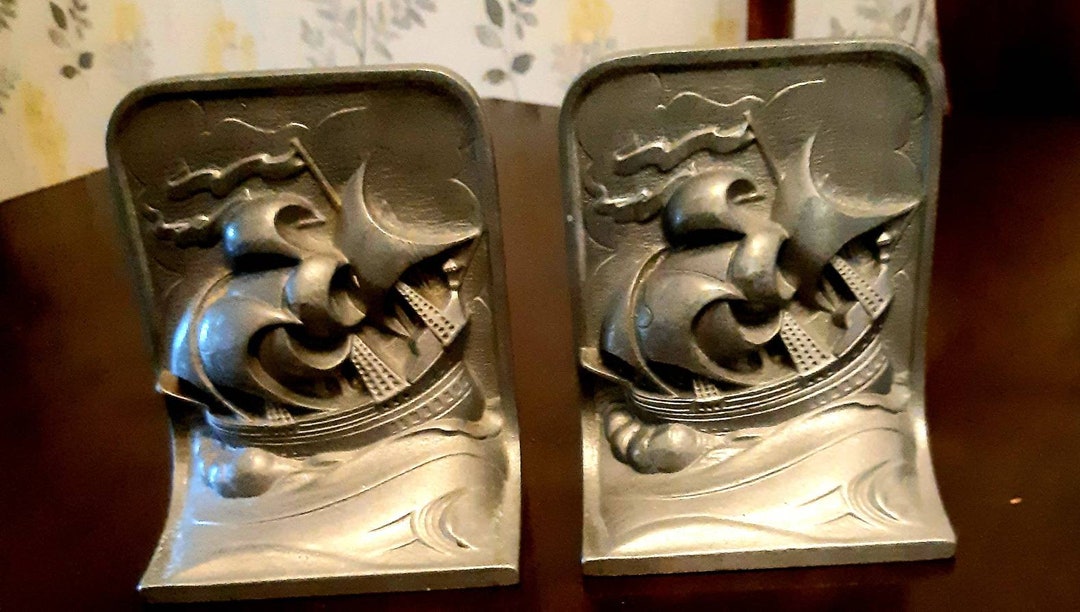 Pewter/zinc.bookends 2kg.seescape Bookends - Etsy