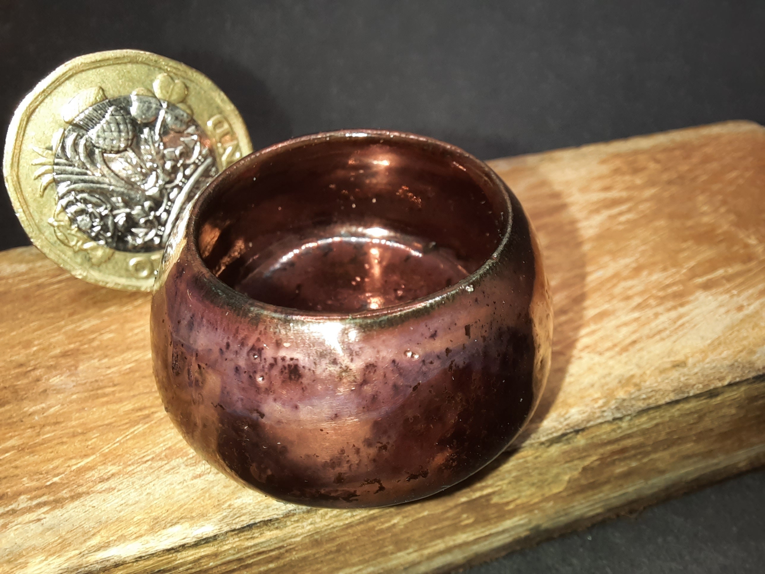 Miniature Pottery Bowl Copper Metallic Glaze raku Reduction. UNIQUE - Etsy