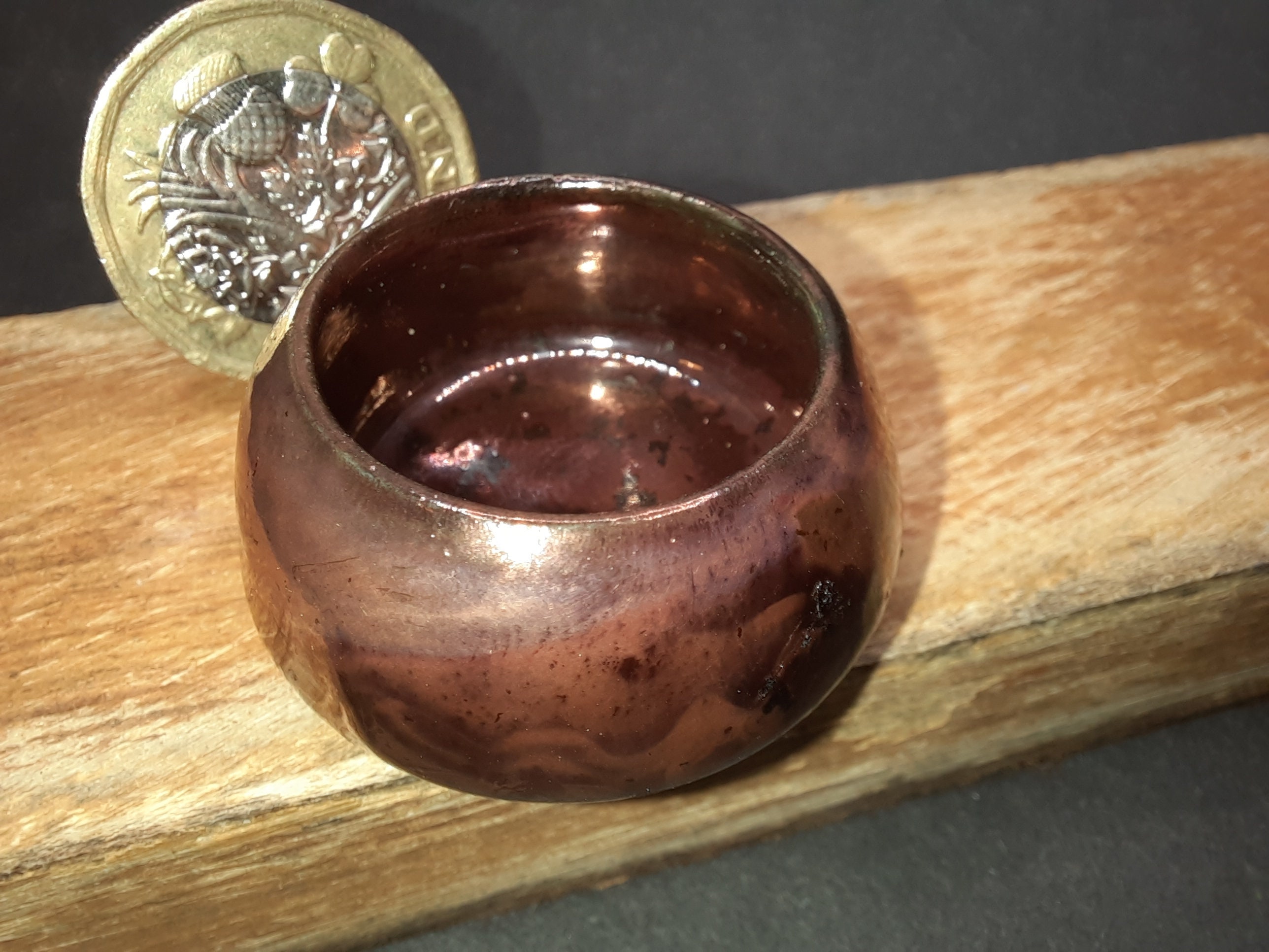 Miniature Pottery Bowl Copper Metallic Glaze raku Reduction. UNIQUE - Etsy