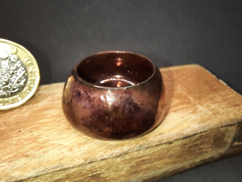 Miniature Pottery Bowl Copper Metallic Glaze raku Reduction. UNIQUE - Etsy