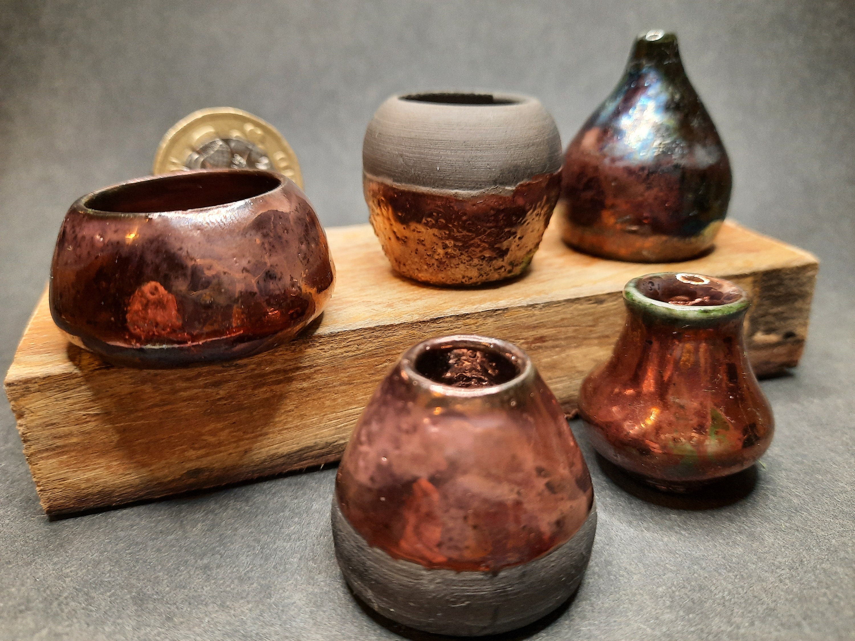 Miniature Pottery Vase Copper Metallic Glaze raku Reduction. UNIQUE - Etsy