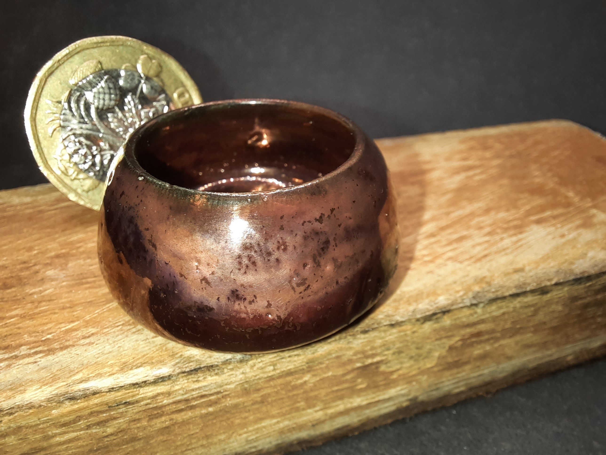 Miniature Pottery Bowl Copper Metallic Glaze raku Reduction. UNIQUE - Etsy
