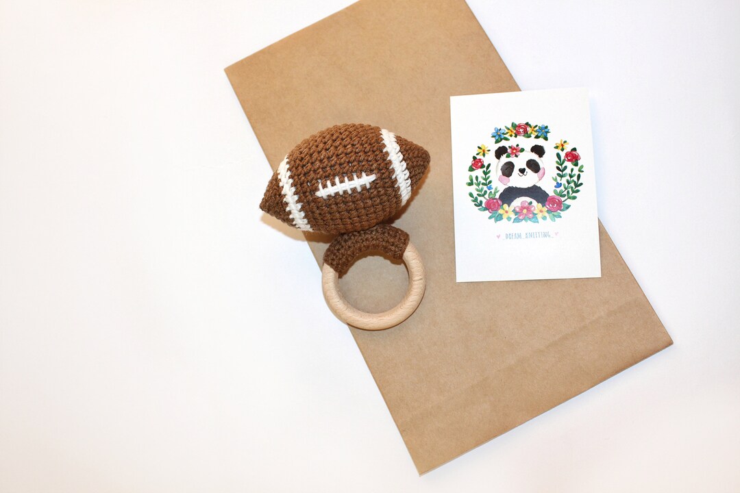 Baby Rattle Ball Rugby Football, Newborn Toy, Crochet Ball, Sport Baby ...