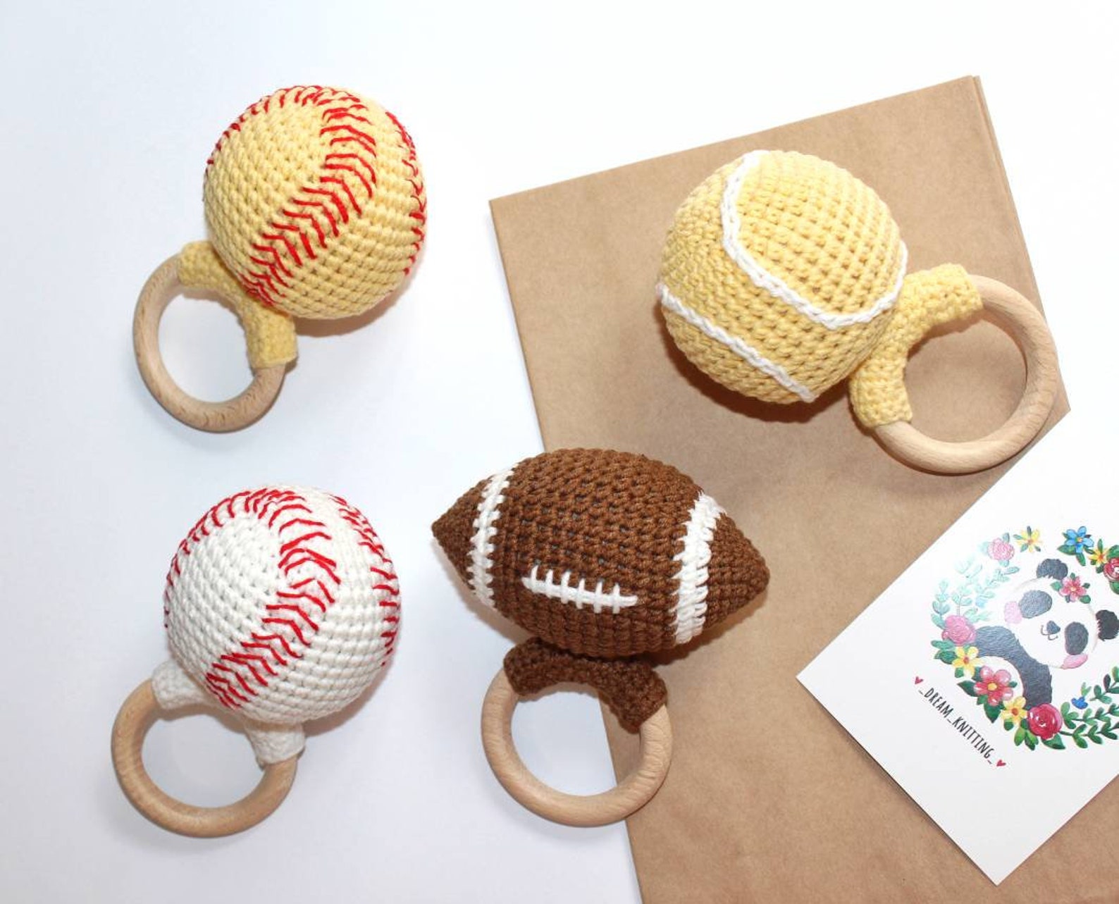 Baby Rattle Ball Rugby Football Newborn Toy Crochet Ball - Etsy