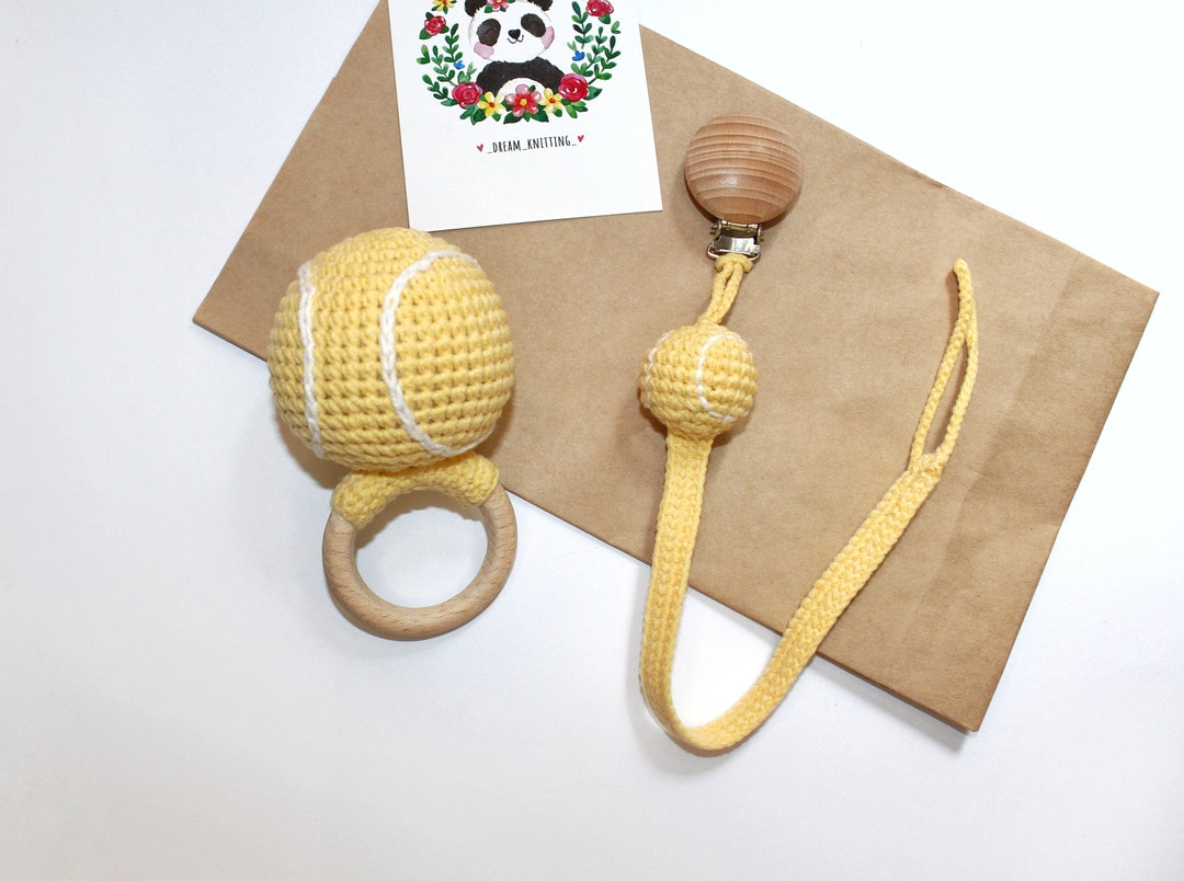 Tennis Baby Set,baby Tennis,rattle Tennis and Knit Holder Pacifier ...