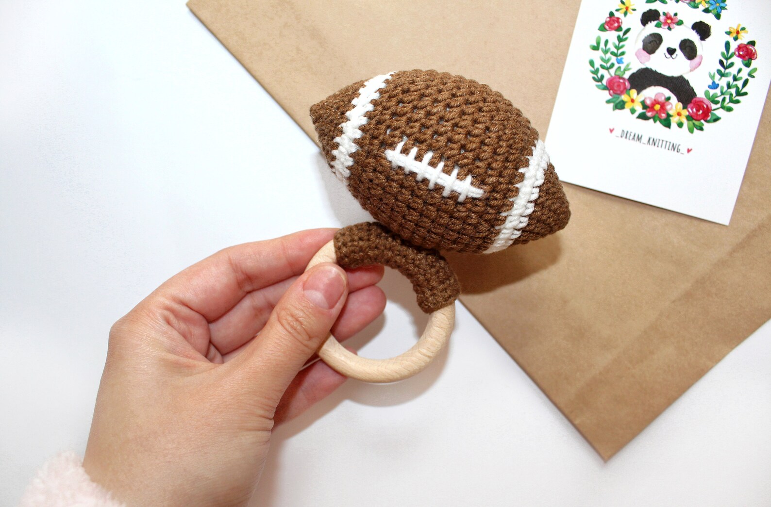Baby Rattle Ball Rugby Football, Newborn Toy, Crochet Ball, Sport Baby ...