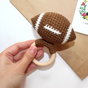 Baby Rattle Ball Rugby Football, Newborn Toy, Crochet Ball, Sport Baby ...