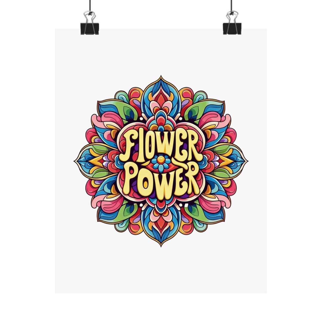 Flower Power Poster, Vertical Wall Art, Boho Floral Print, Hippie Home ...