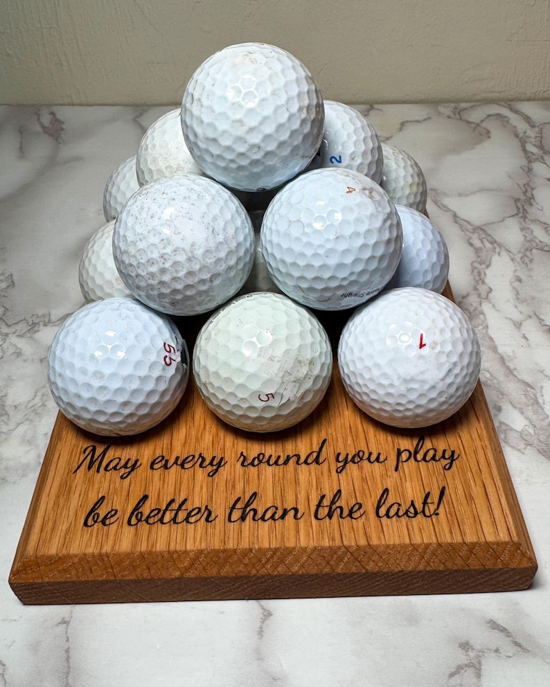Engraved Oak Golf Ball Display Pyramid: Holds 14 Balls - Etsy