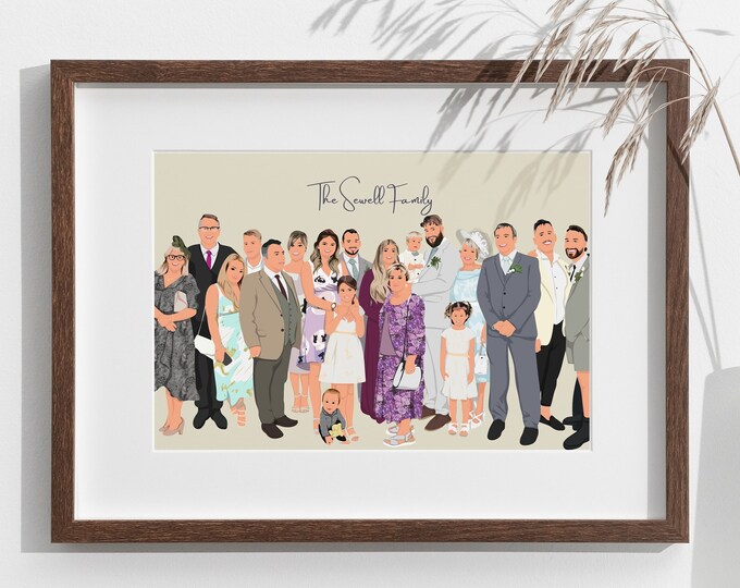 Custom Family Portrait Illustration, Custom Couple Portrait ...