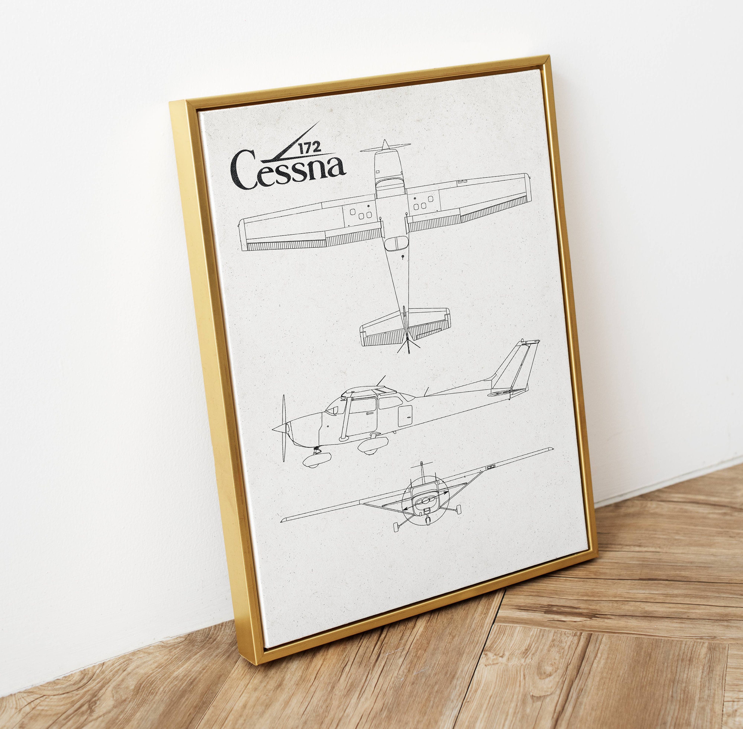 Cessna 172 Airplane Poster Print, Office Living Room Man Cave Wall Art ...