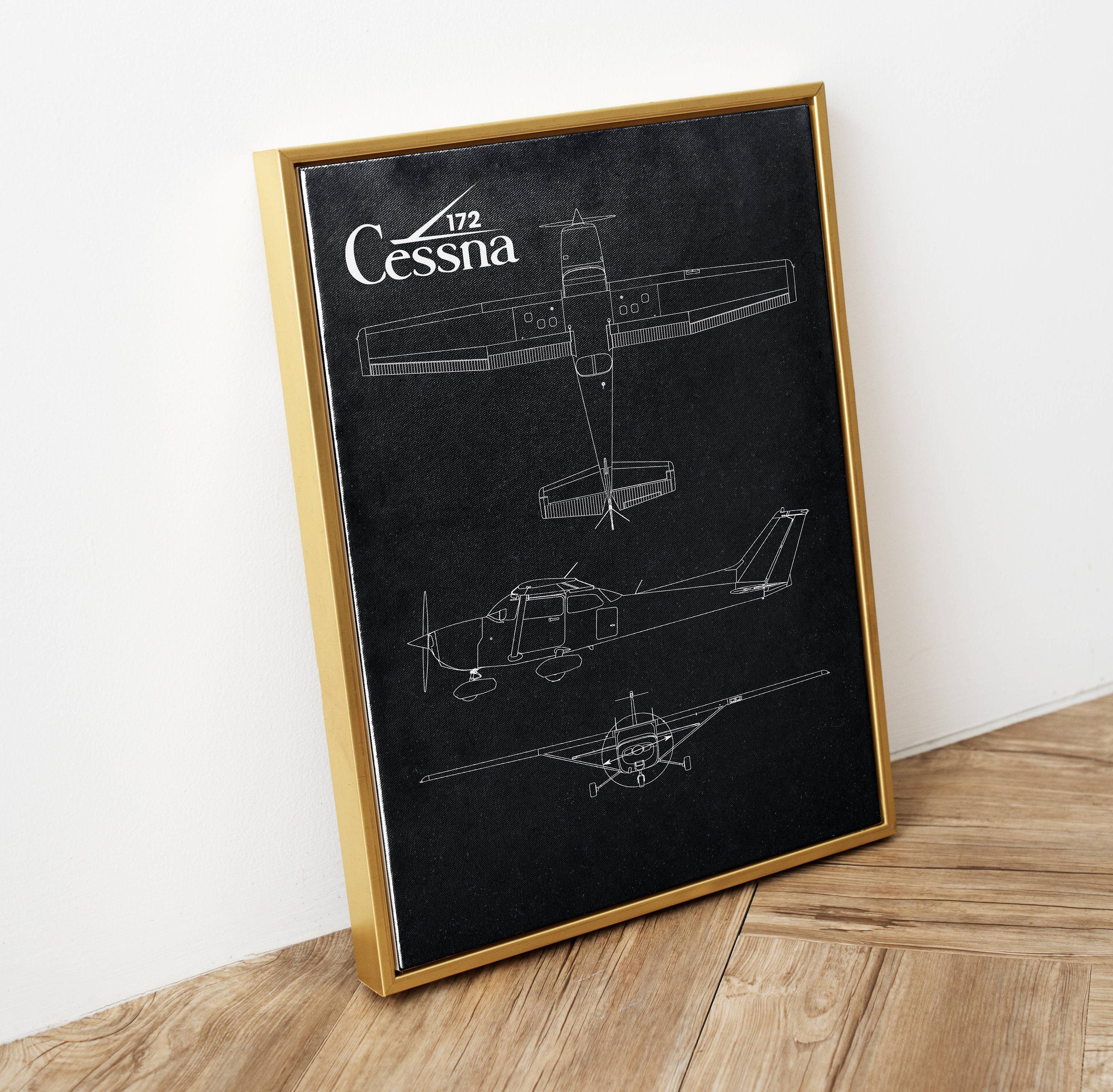 Cessna 172 Airplane Poster Print, Office Living Room Man Cave Wall Art ...
