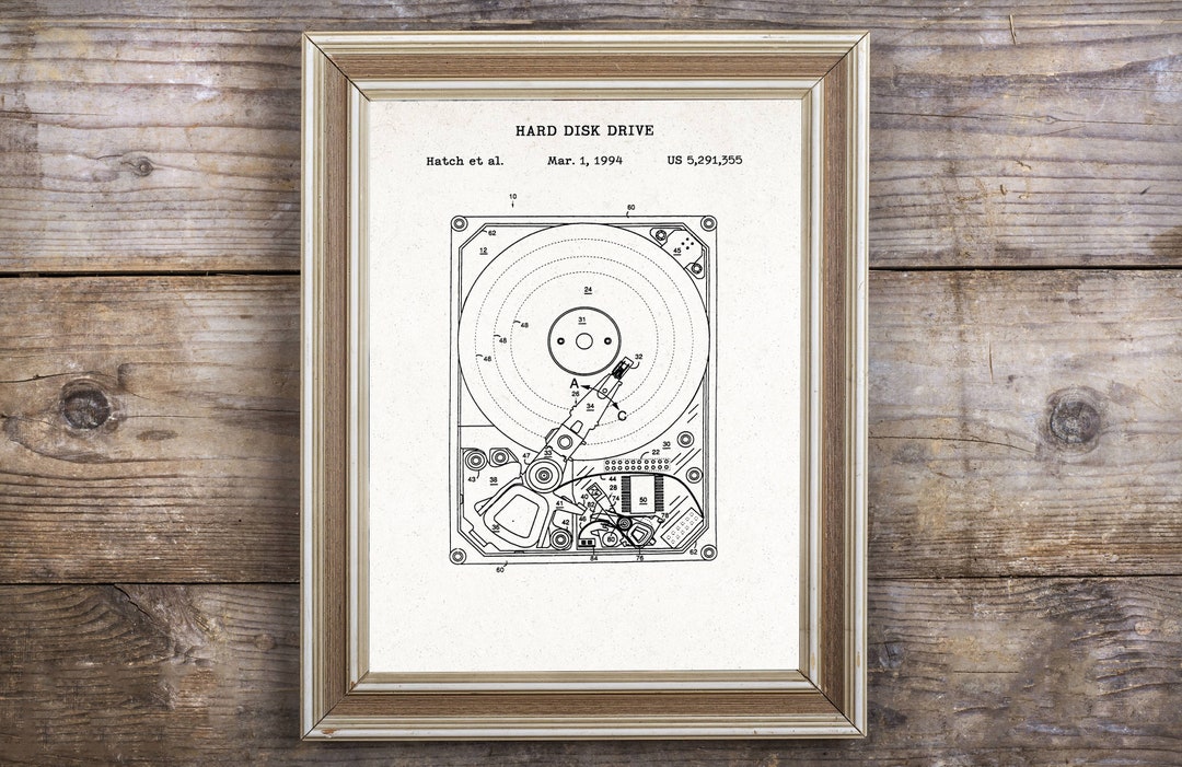 Hard Disk Drive 1994 Patent Print, Office Living Room Wall Art ...