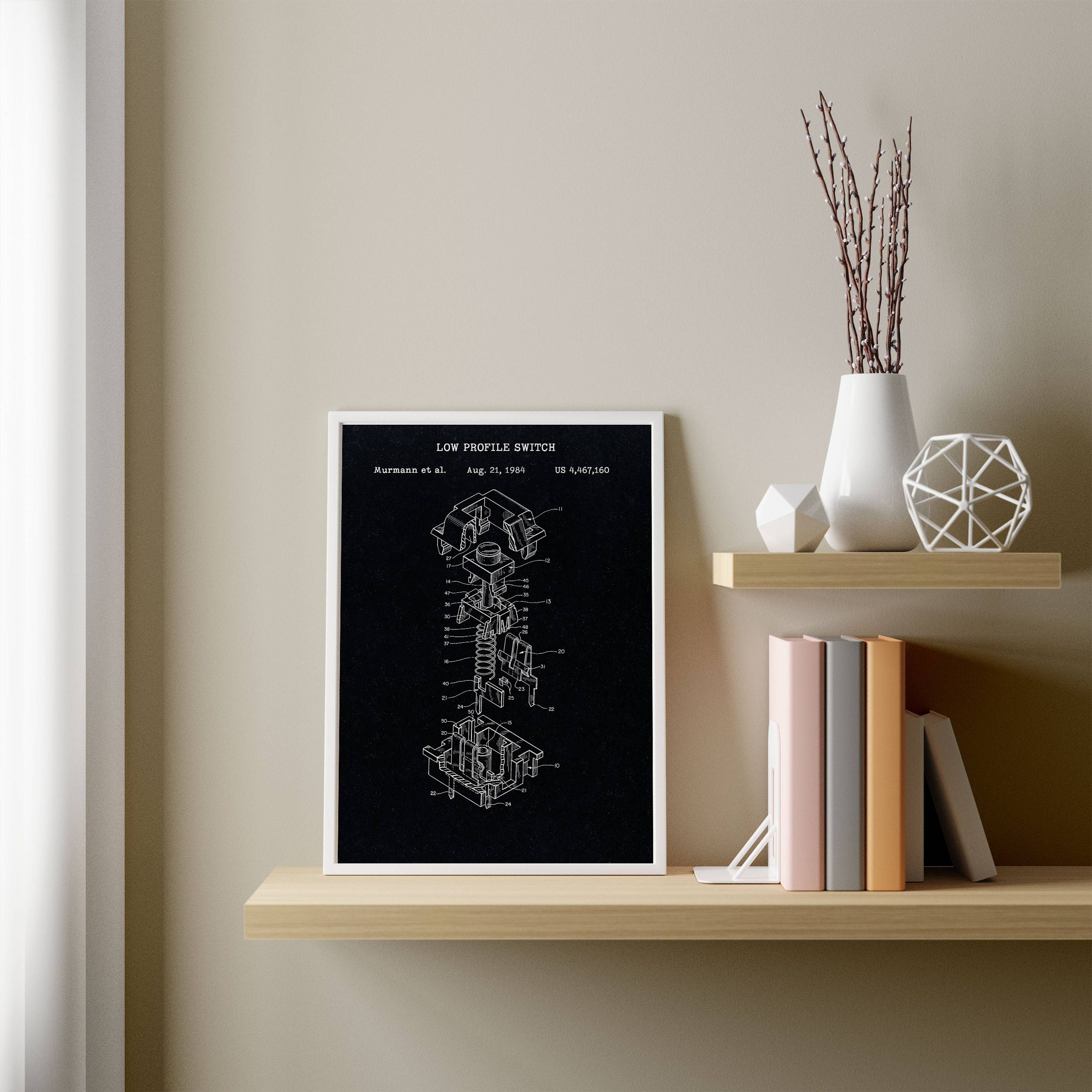 Low Profile Cherry Switch Patent Print, Office Living Room Man Cave ...