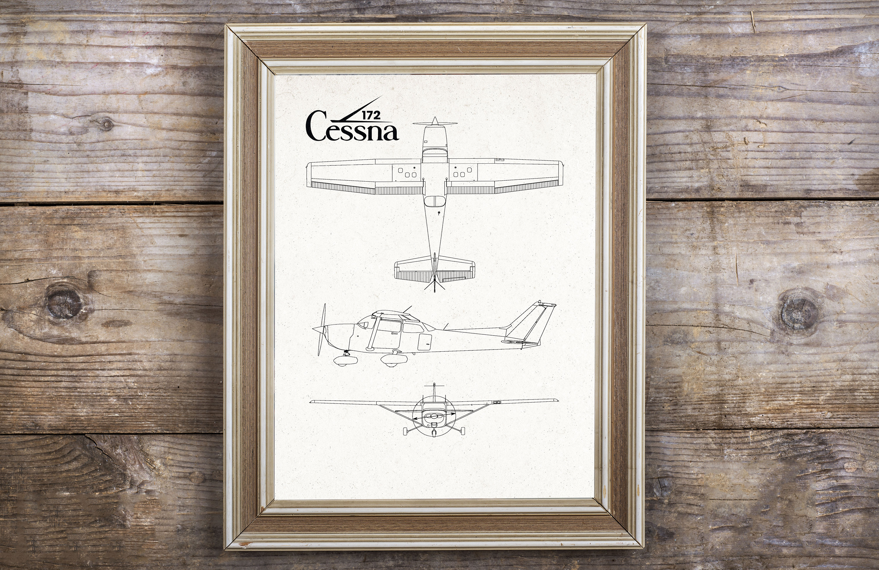Cessna 172 Airplane Poster Print, Office Living Room Man Cave Wall Art ...