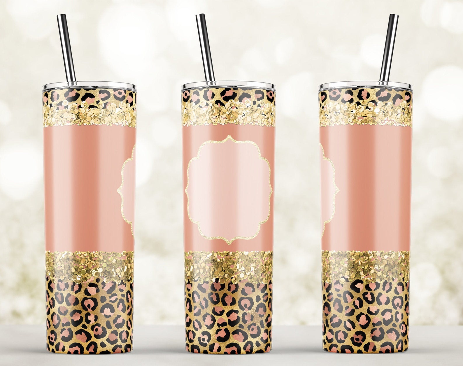 Leopard Animal Print Tumbler Design Sublimation Wrap Glitter Tumbler ...