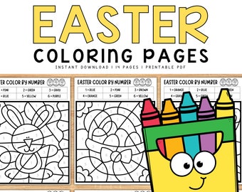 Easter Color by Number, Color by Number Easter Printable, Easter Bunny ...