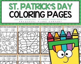 St Patricks Day Color by Number Worksheet - Etsy