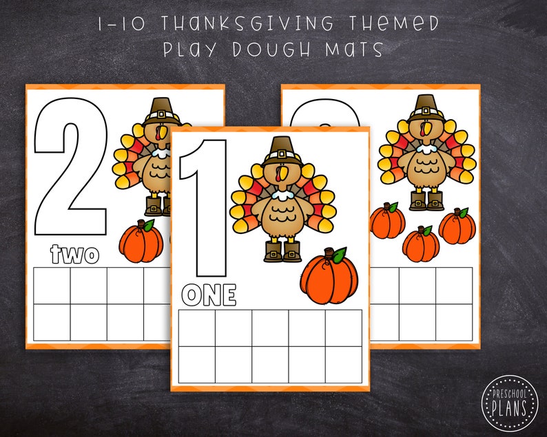 Printable Thanksgiving Number Play Dough Mats, Play Doh, Number ...