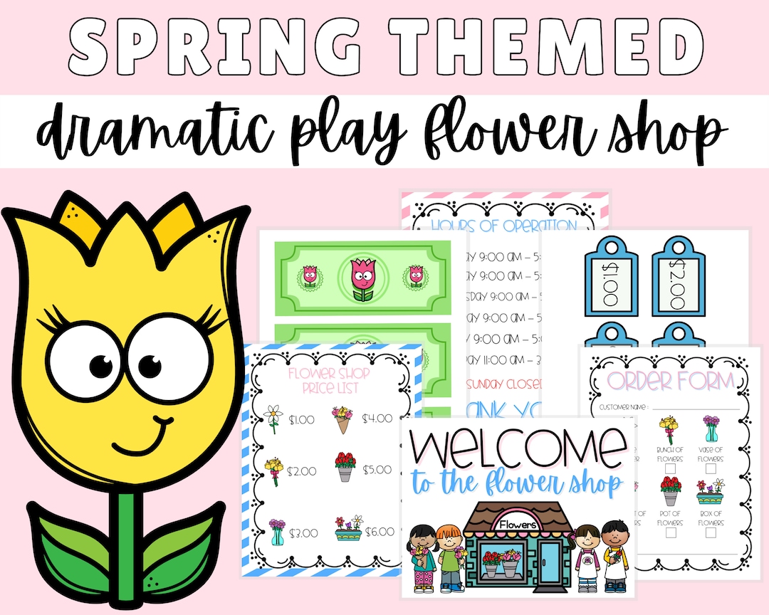 Printable Flower Shop Dramatic Play, Flower Shop Pretend Play, Spring ...