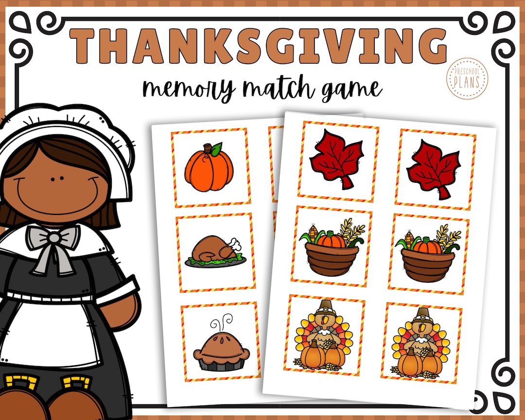 Printable Thanksgiving Matching Game, Thanksgiving Memory Game ...