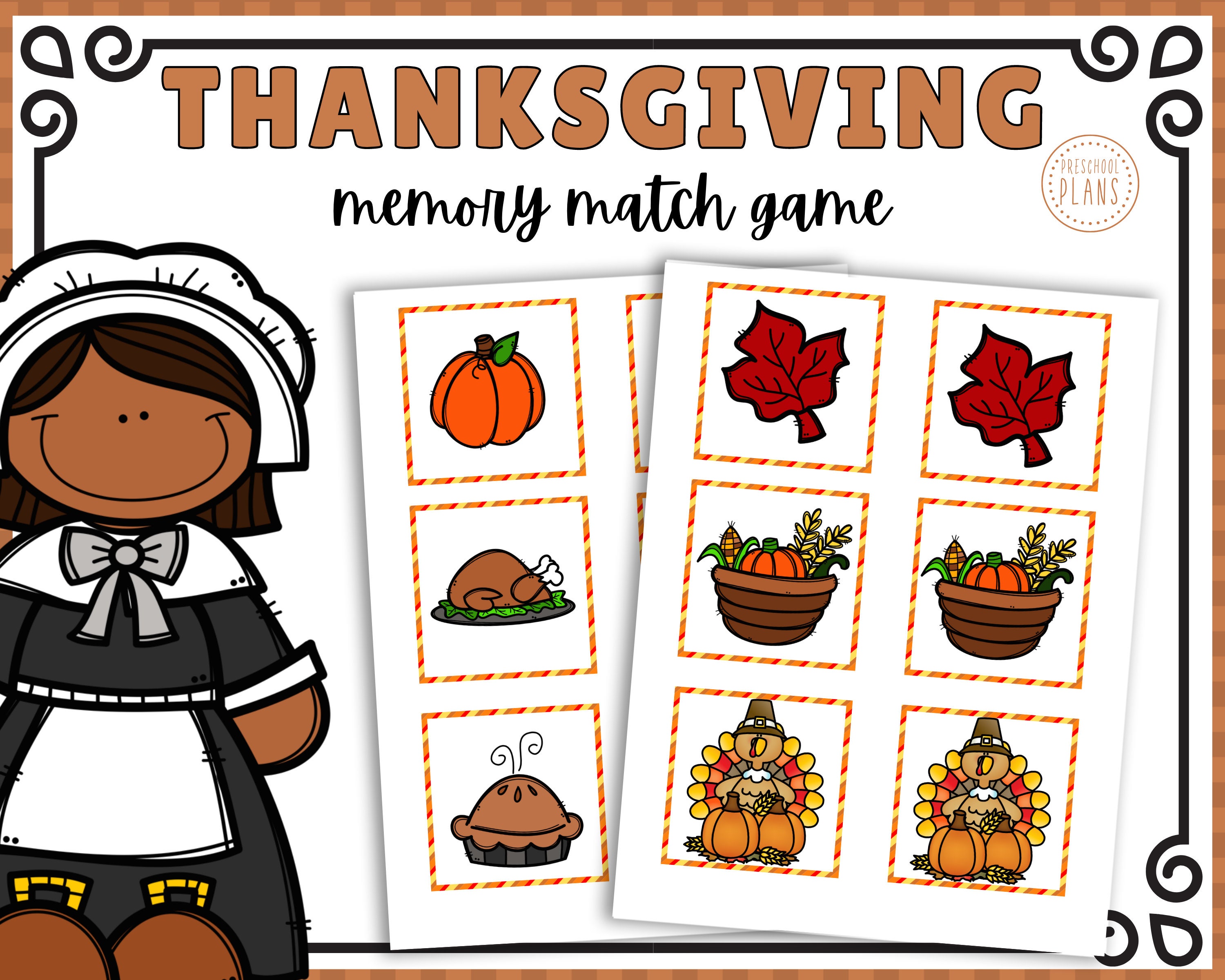 Printable Thanksgiving Matching Game, Thanksgiving Memory Game ...