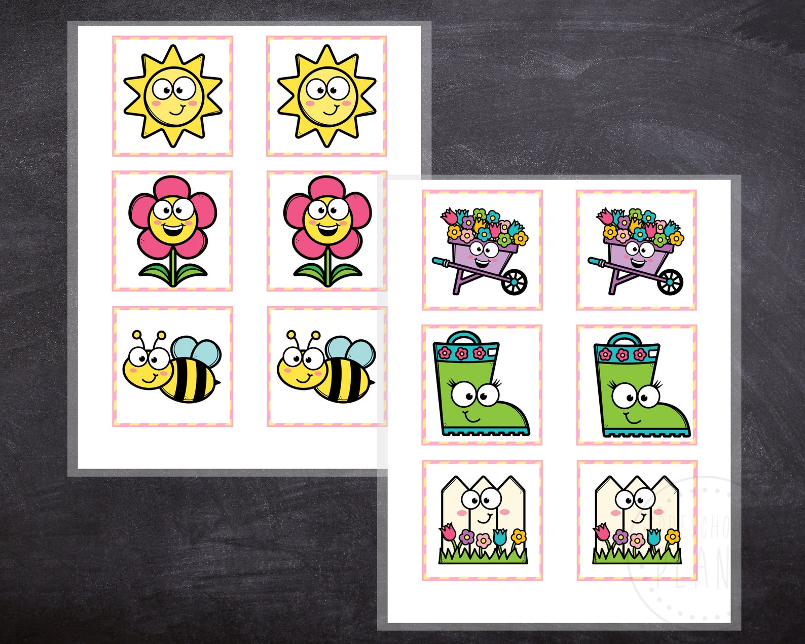 Printable Spring Matching Game, Spring Memory Game, Preschool Activity ...