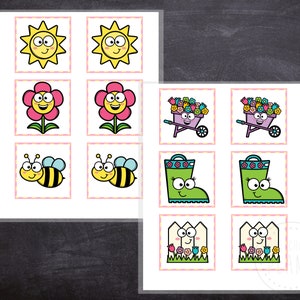Printable Spring Matching Game, Spring Memory Game, Preschool Activity ...