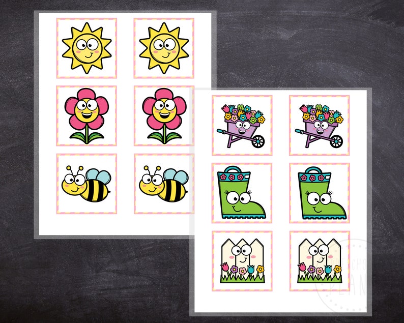 Printable Spring Matching Game, Spring Memory Game, Preschool Activity ...