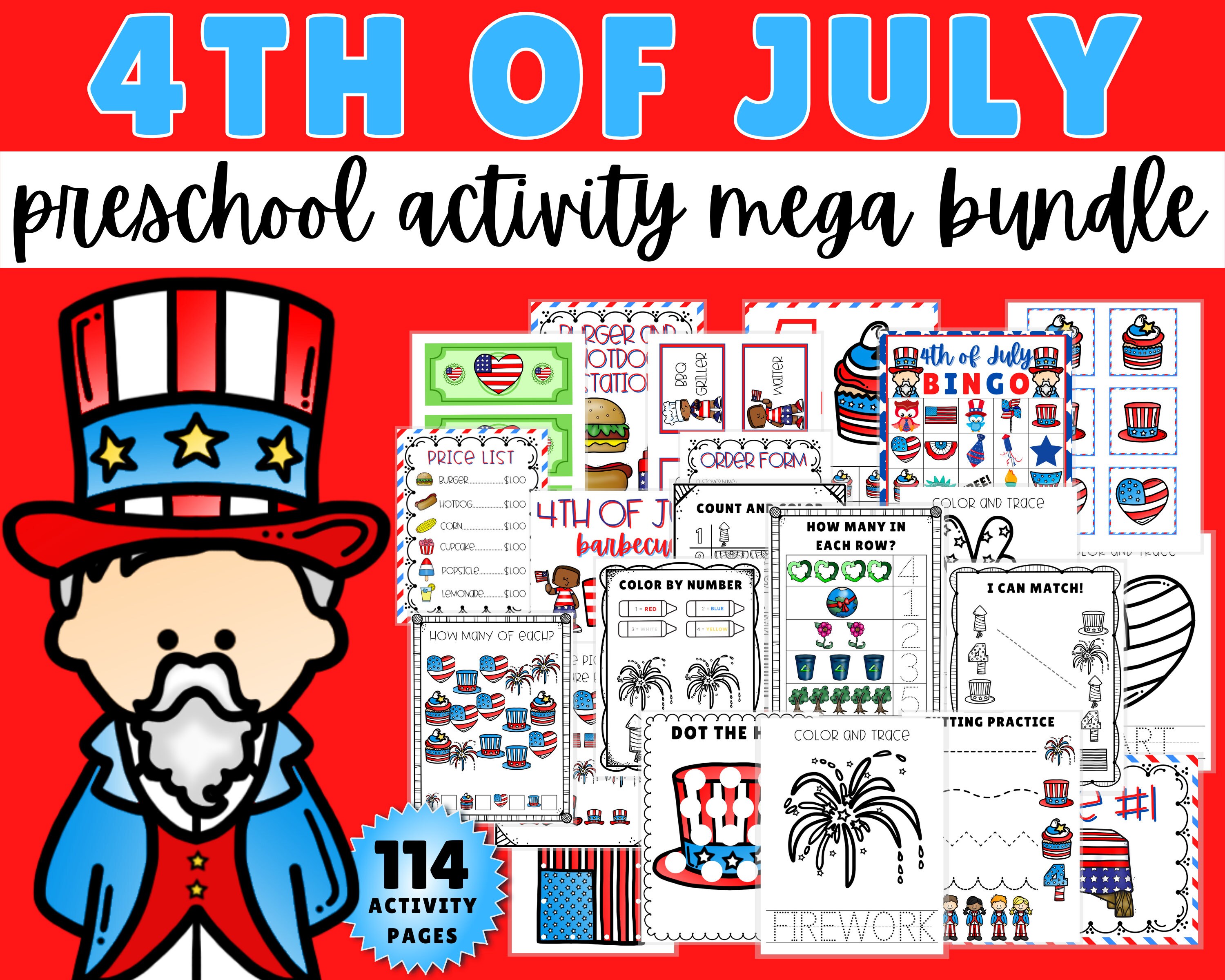 4th of July Activity Pack for Preschoolers Fun 4th of July - Etsy