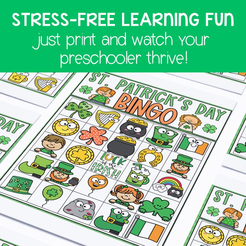 St Patricks Day Bingo Boards, St Patricks Day Bingo for Kids, St ...