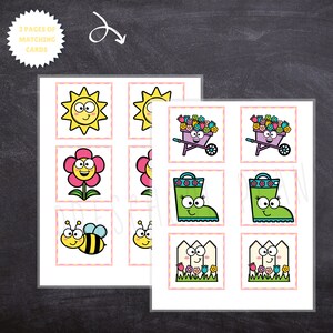 Printable Spring Matching Game, Spring Memory Game, Preschool Activity ...