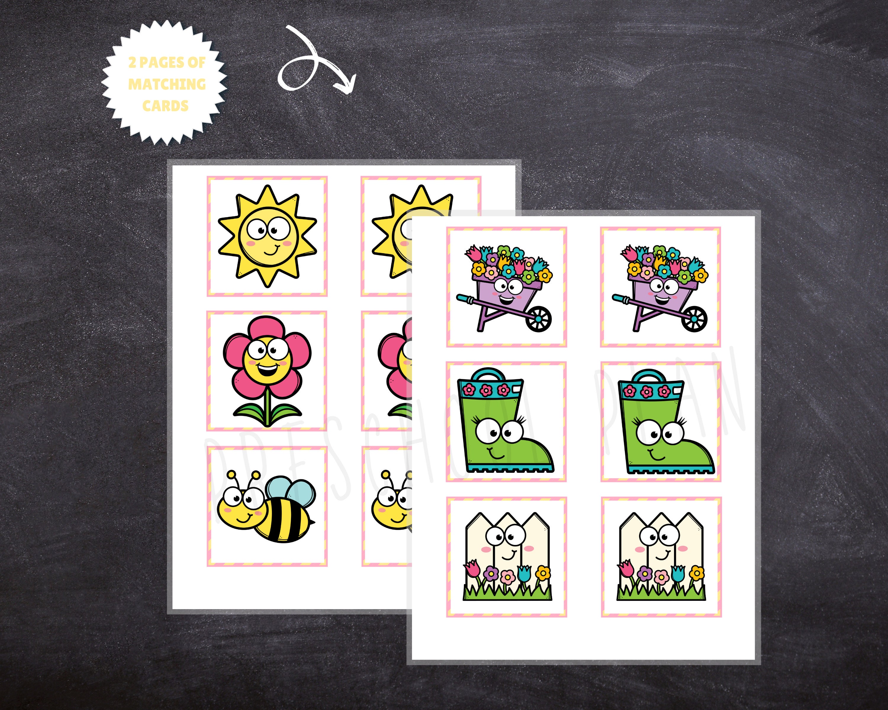 Printable Spring Matching Game, Spring Memory Game, Preschool Activity ...