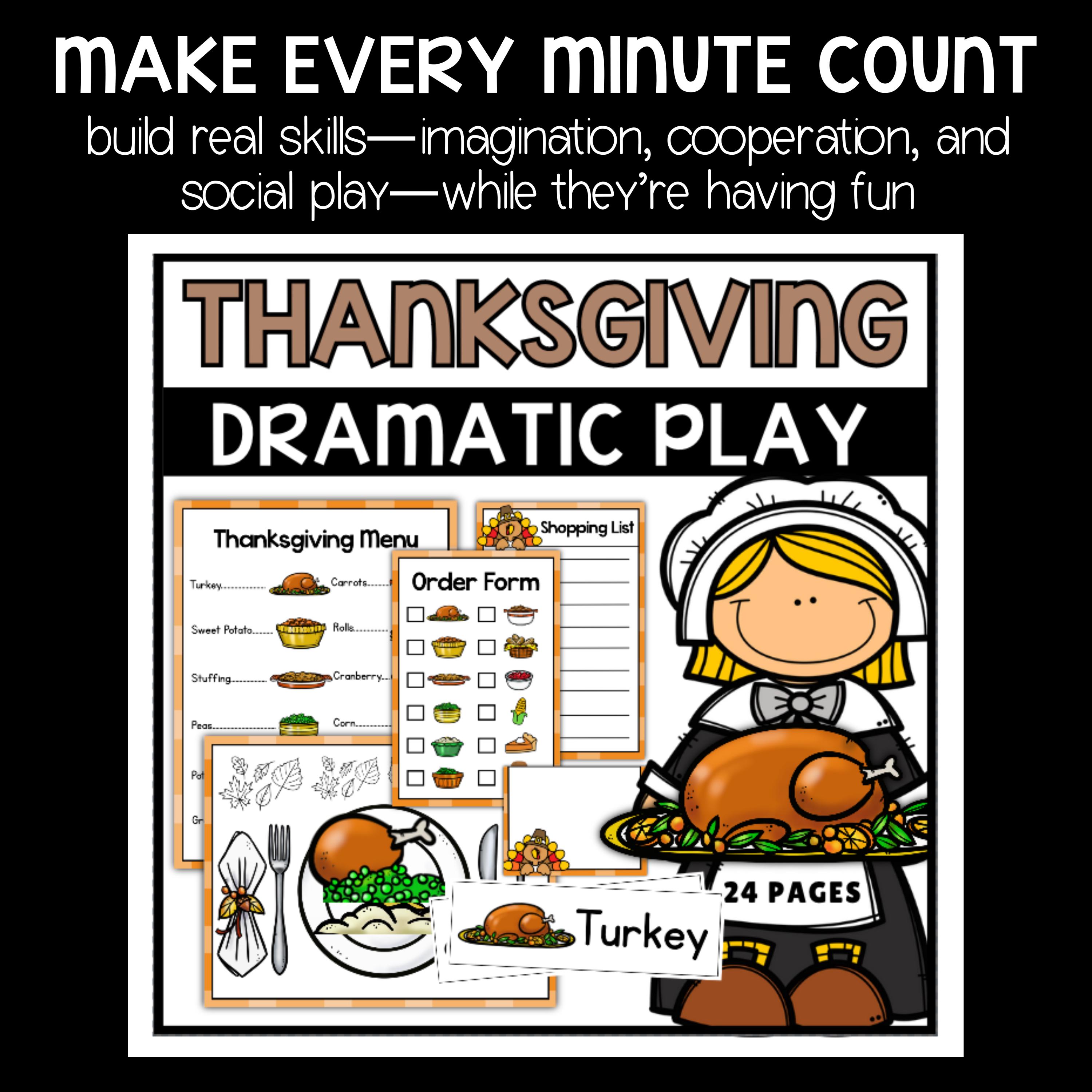 Thanksgiving Dramatic Play Set, Thanksgiving Pretend Play Printables ...