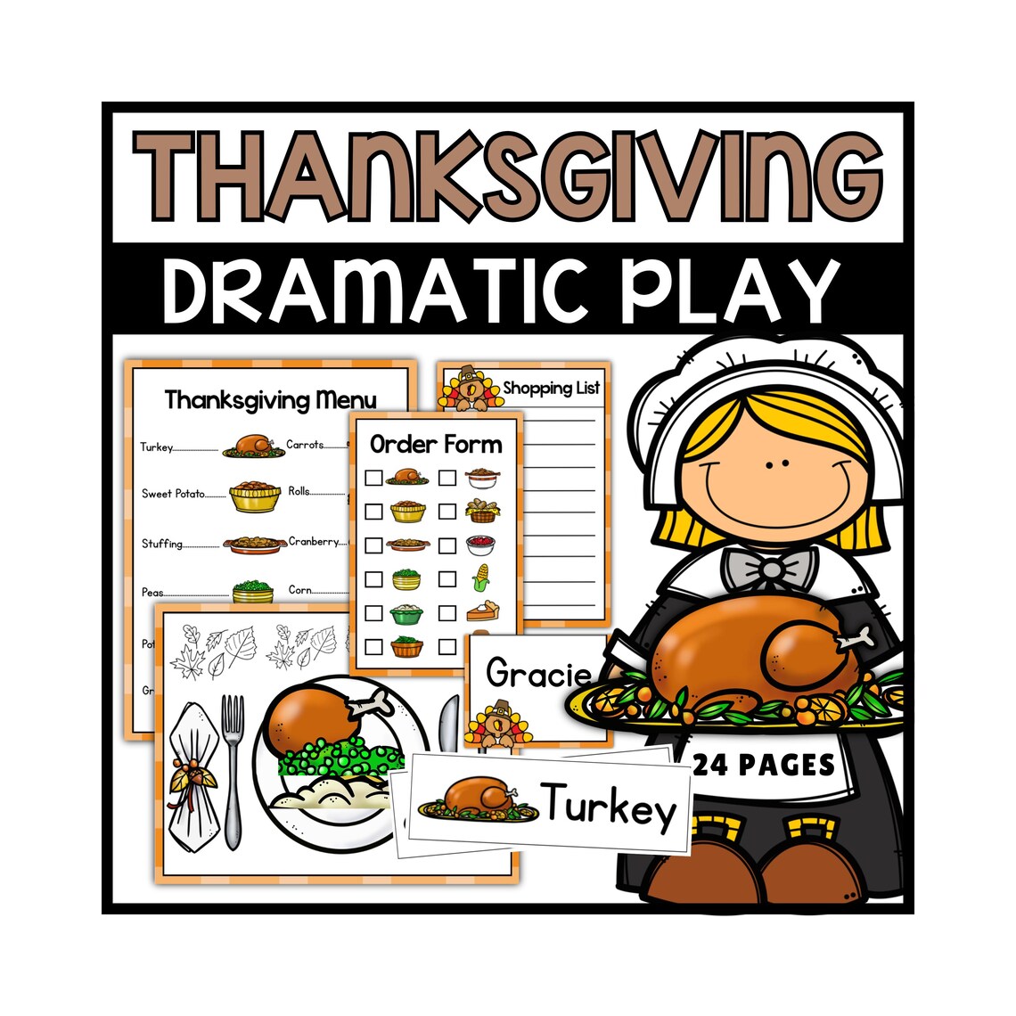 Thanksgiving Dramatic Play Set, Thanksgiving Pretend Play Printables ...