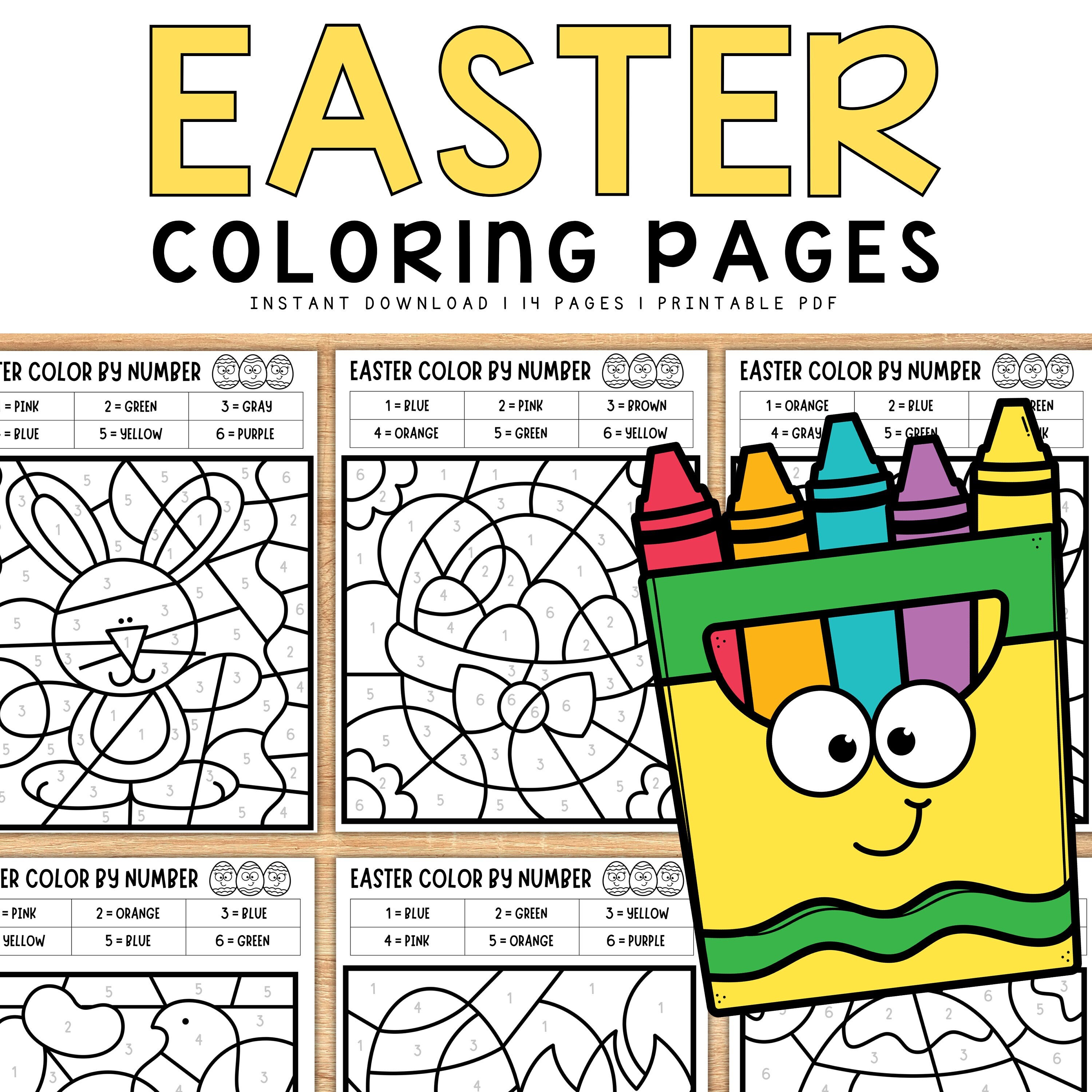 Easter Color by Number, Color by Number Easter Printable, Easter Bunny ...