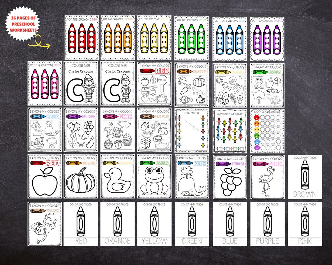 Printable Preschool Color Worksheets Kids Activities | Etsy