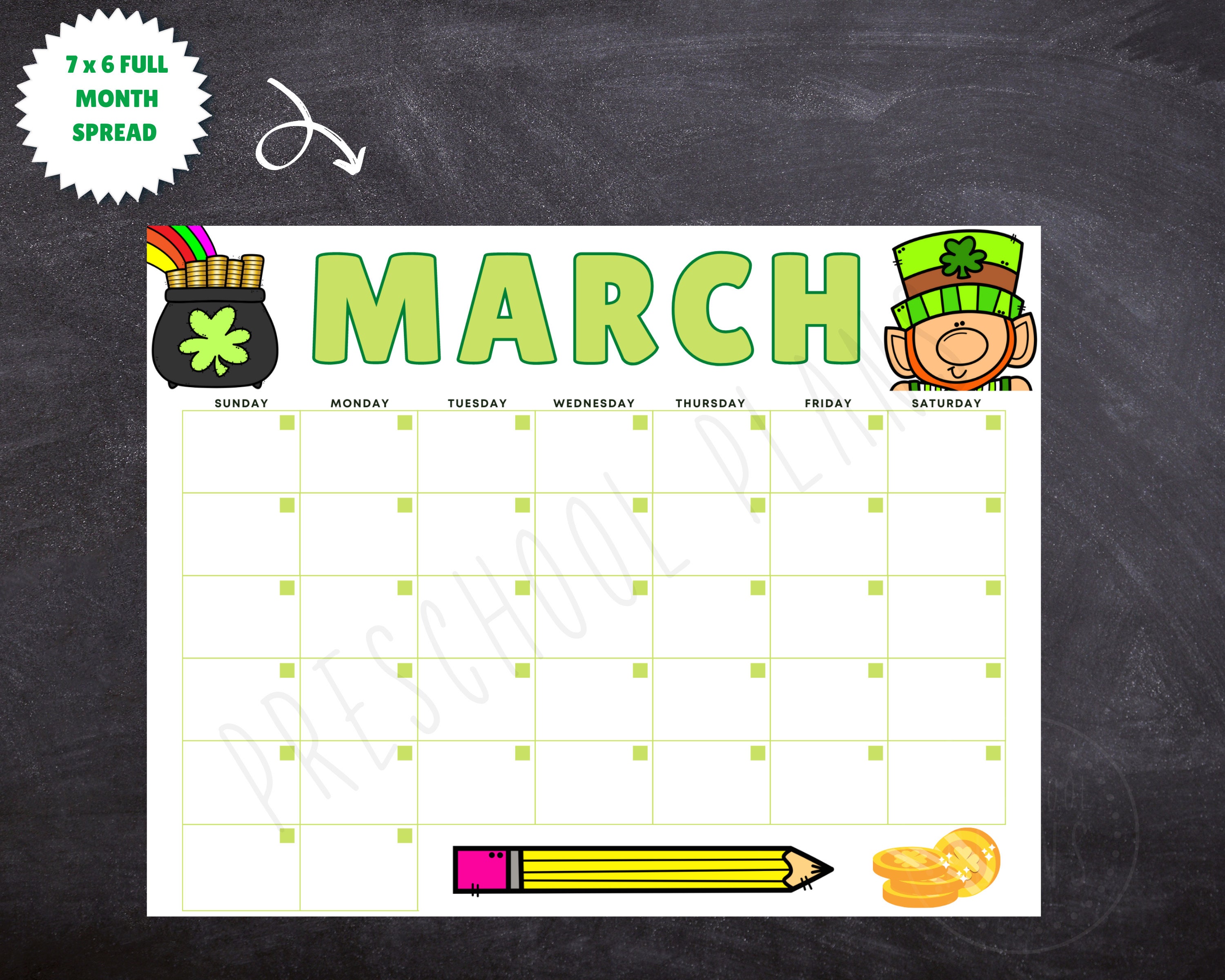March Calendar Instant Download, Monthly Planner Digital Calendar, Kid ...