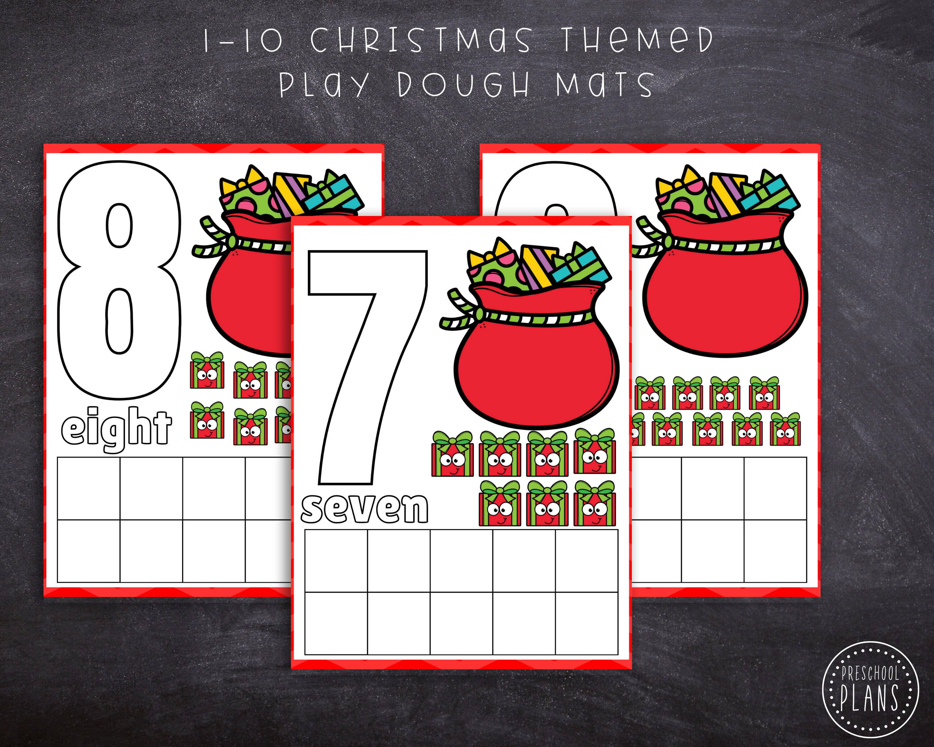 Printable Christmas Number Play Dough Mats, Play Doh, Number Printables ...