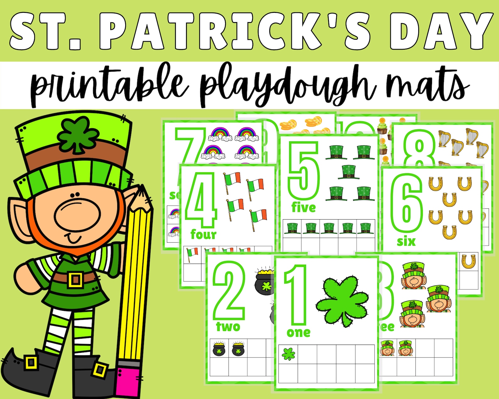 St Patrick's Day Number Play Dough Mats, Play Doh, Number Printables ...
